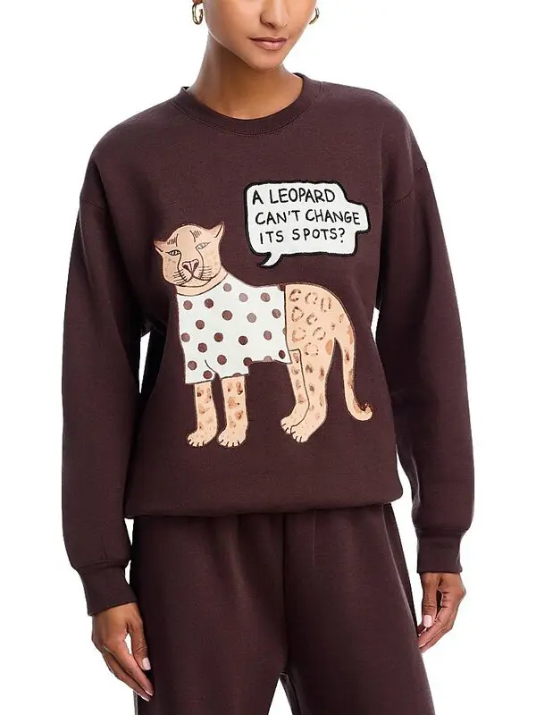 Aqua X Angelica Hicks Leopard Sweatshirt - Brown