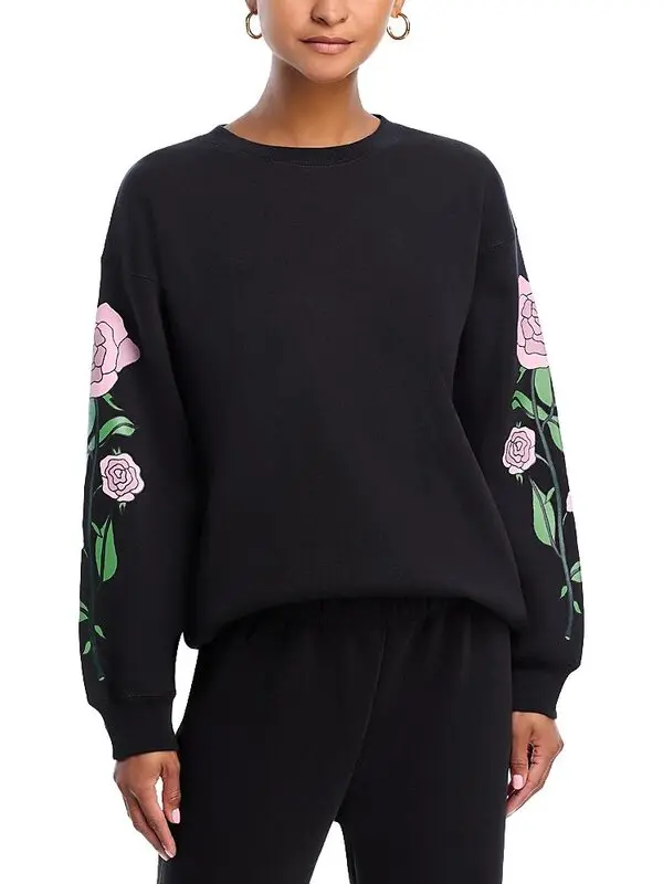 Aqua Rose Graphic Sweatshirt - Black