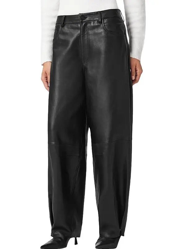 ALLSAINTS Jet Lea Leather Barrel Pants - Black