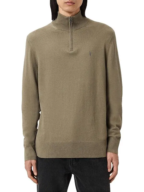 ALLSAINTS Kilburn Funnel Neck Quarter Zip Sweater - Dusky Green