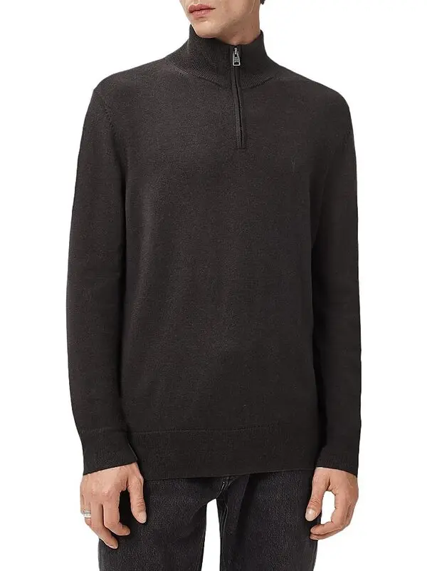 ALLSAINTS Kilburn Funnel Neck Quarter Zip Sweater - Espresso Brown