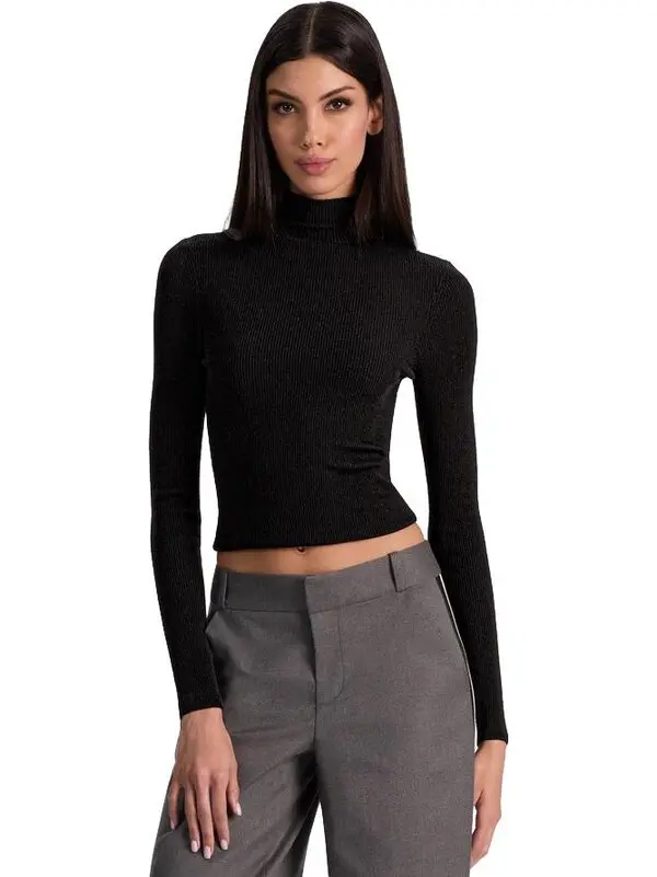 Alice + Olivia Roberta Ribbed Turtleneck - Black