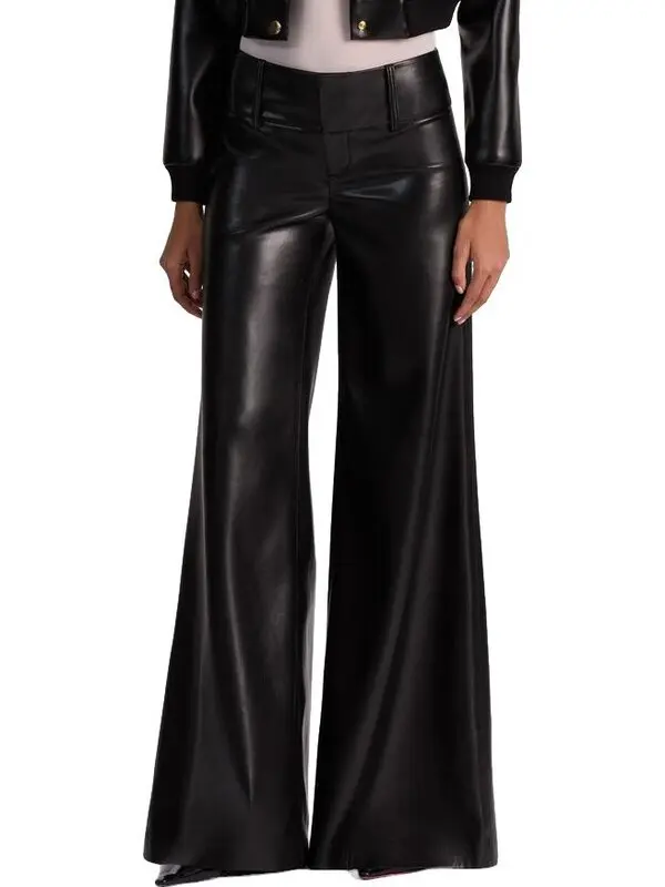 Alice + Olivia Olivia Vegan Wide Leg Pant - Black