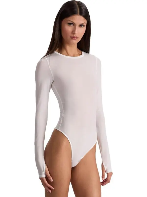 Alice + Olivia Hottie Long Sleeve Bodysuit - White