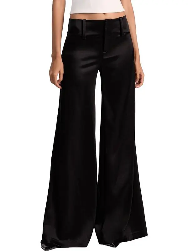 Alice + Olivia Olivia Satin Wide Leg Pant - Black
