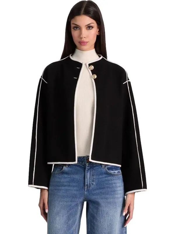 Alice + Olivia Pearson Wool Sweater Jacket - Black