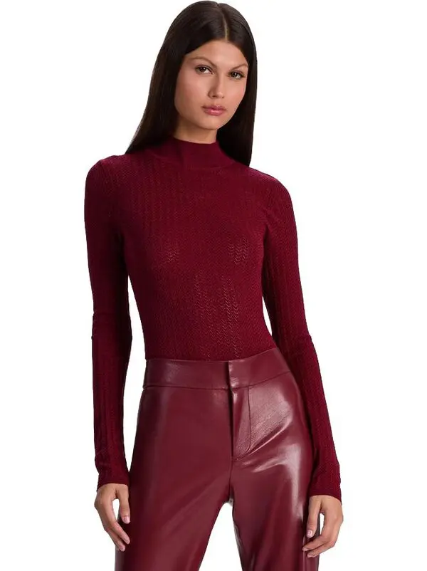 Alice + Olivia Lanie Pointelle Pullover - Burgundy