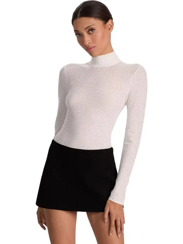 Alice + Olivia Lanie Pointelle Pullover - White