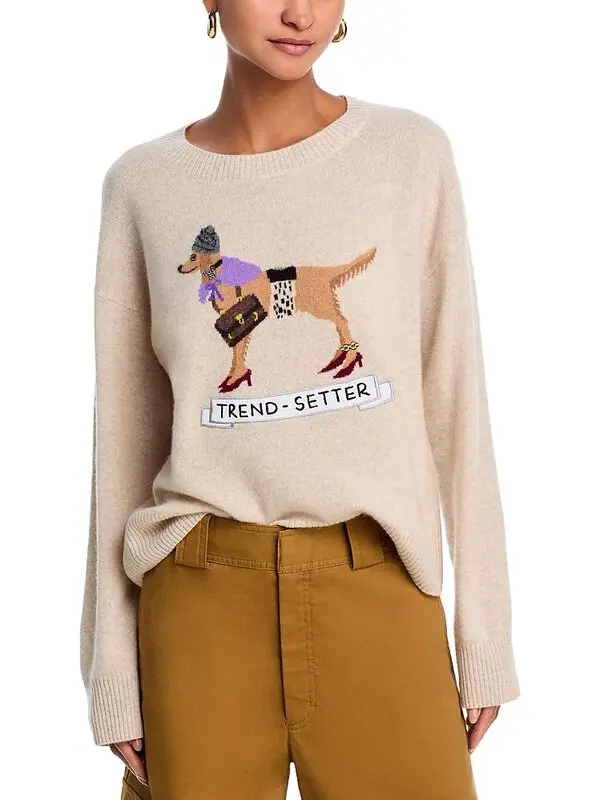 Aqua X Angelica Hicks Graphic Cashmere Sweater - Oatmeal
