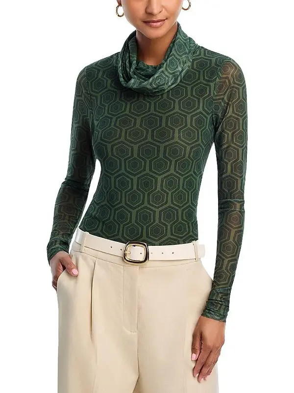 Aqua Mesh Turtleneck Top - Green
