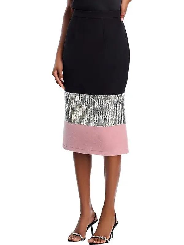 Aqua X Angelica Hicks Sequin Pencil Skirt - Black