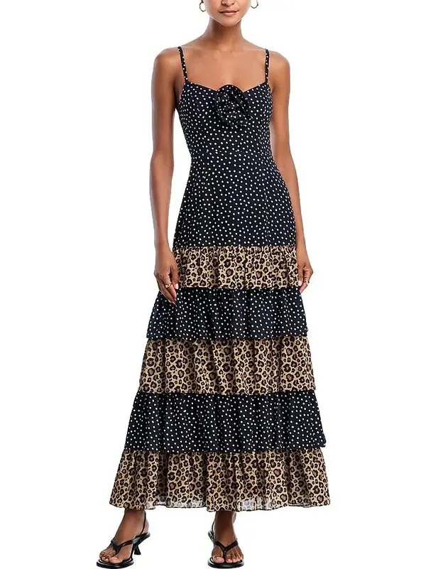 Aqua X Angelica Hicks Leopard Print Maxi Dress - Black