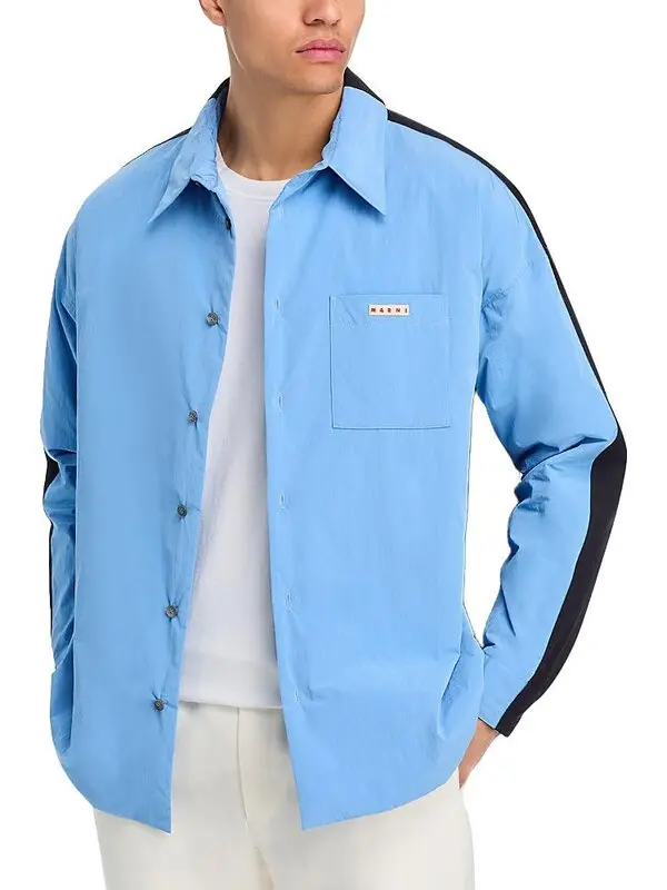 Marni Color Block Padded Shirt Jacket - Iris Blue