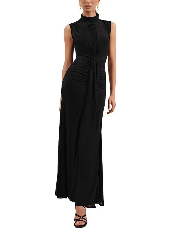 REISS Daniella Sleeveless Ruched Maxi Dress - Black
