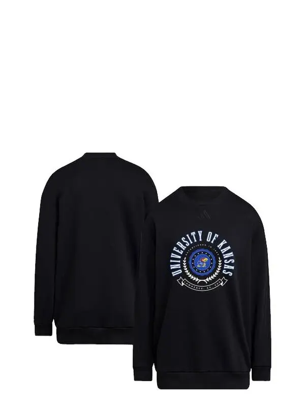 Adidas Kansas Jayhawks Oversized Crewneck Pullover - Black