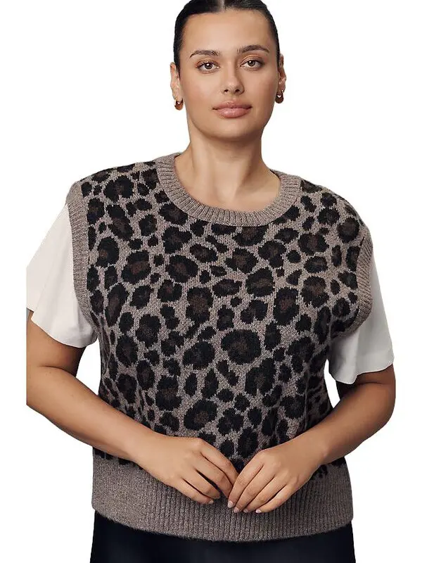 PILCRO Patterned Sweater Vest - Animal Print