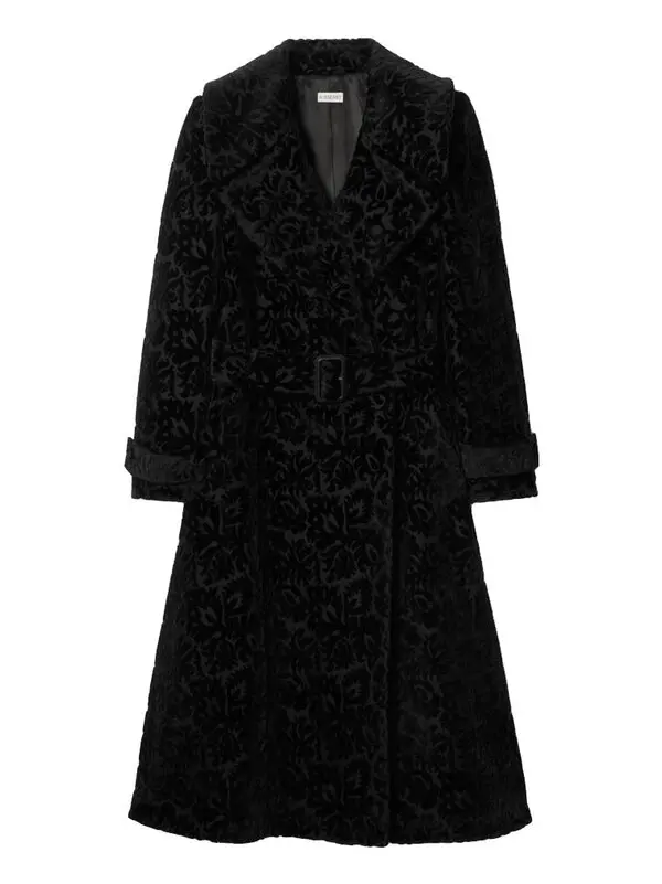Burberry Vine Silk-blend Velvet Tailored Coat - Black