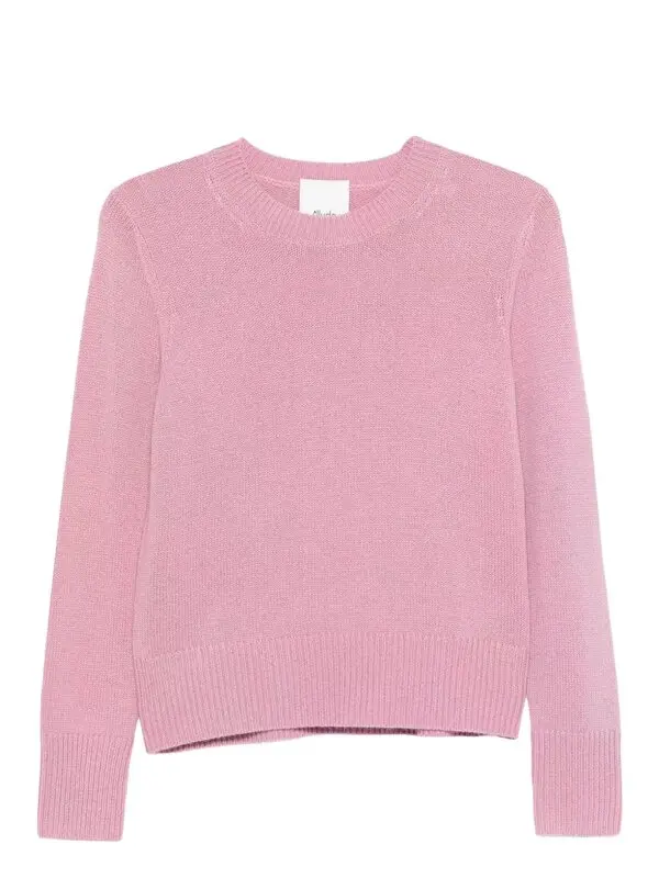 ALLUDE Round-neck Long-sleeve Sweater - Pink