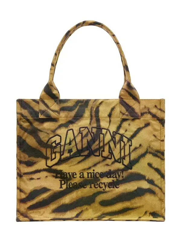 GANNI Tiger-print Tote Bag - Yellow