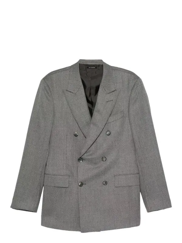 TOM FORD Double-breasted Wool Blazer - Grey