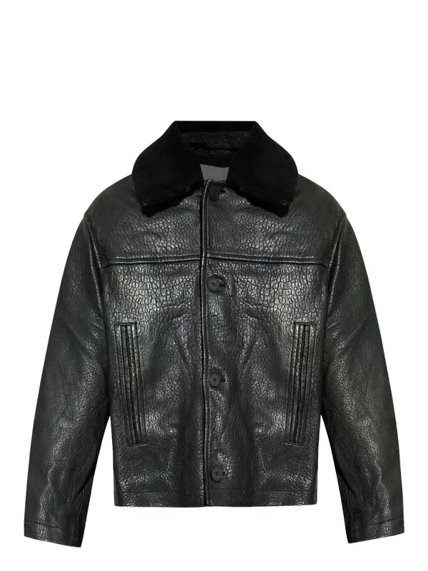 Studio Nicholson Textured Leather Jacket - Black