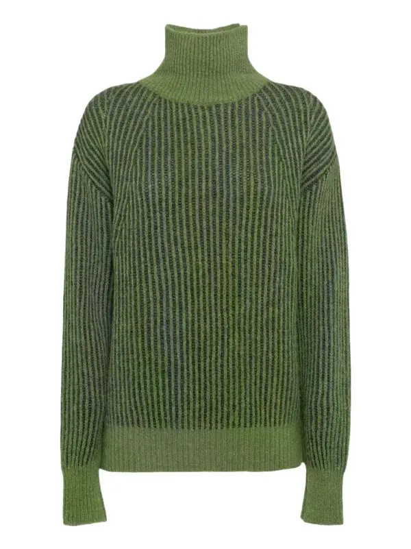 TELA Ribbed-knit High Neck Sweater - Green