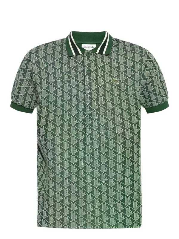 Lacoste Monogram-jacquard Polo Shirt - Green