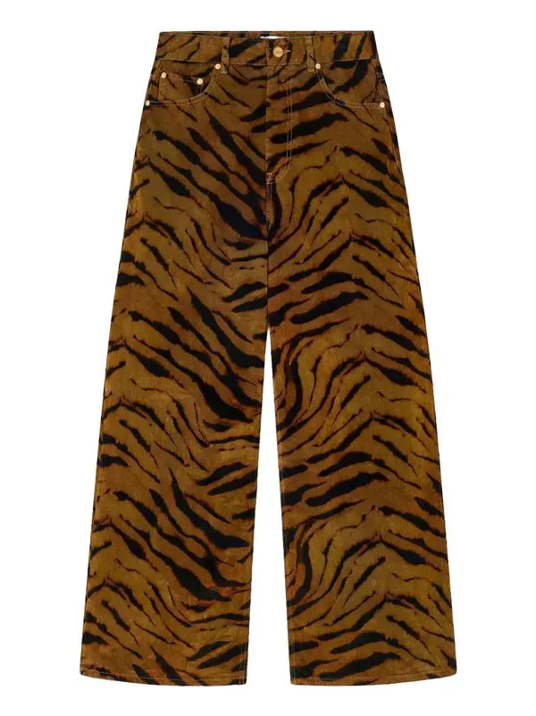 GANNI Tiger Stripe Straight Leg Jeans - Brown