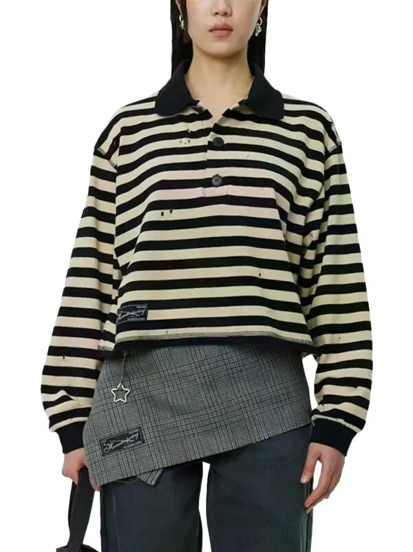 MFPEN Striped Polo Top - Neutrals