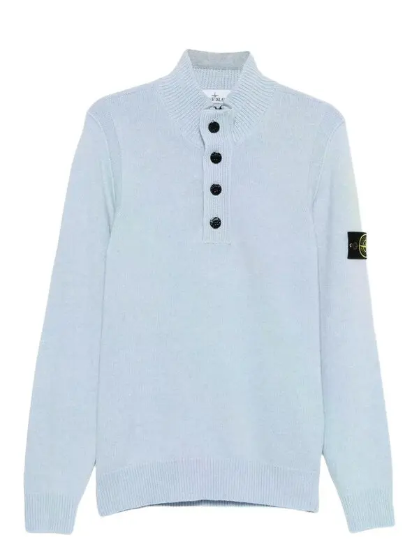 Stone Island High-neck Button Sweater - Blue