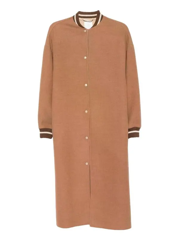 Eleventy Wool Coat With Ribbed Cuffs - Brown
