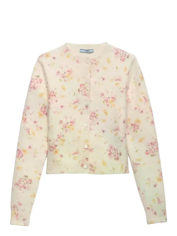 Prada Floral-pattern Cardigan - Neutrals