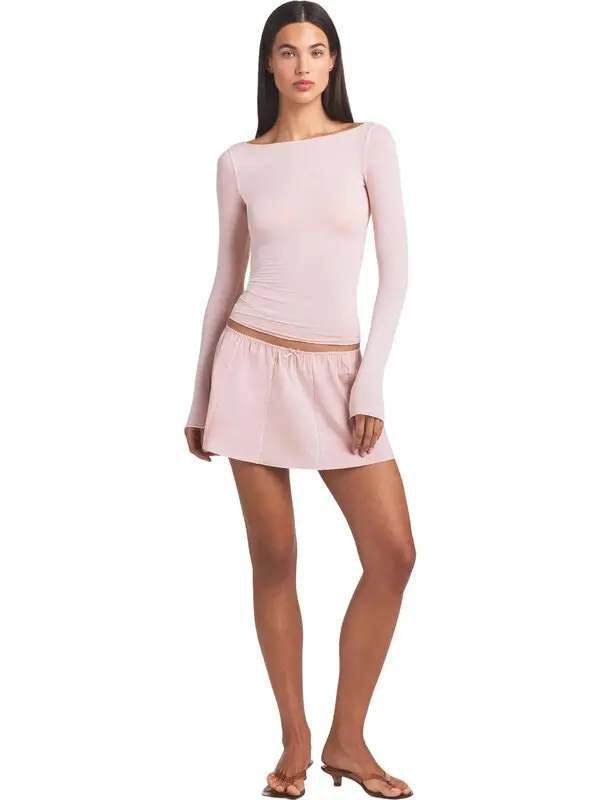SKIMS Sheer Modal Long Sleeve Boatneck Top - Primrose