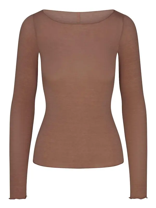 SKIMS Long Sleeve Boatneck Top - Sienna