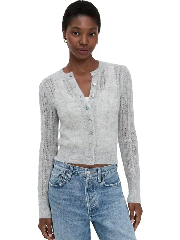 Madewell Pointelle-stitch Cardigan In Alpaca Blend - Hthr Light Grey