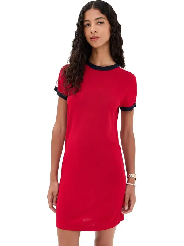 STATE & LAKE Ringer Track Dress - Red/white/navy