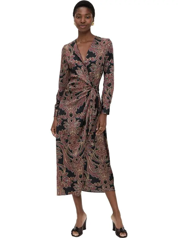 Misa Eliza Floral Print Midi Dress - Studded Flora Satin