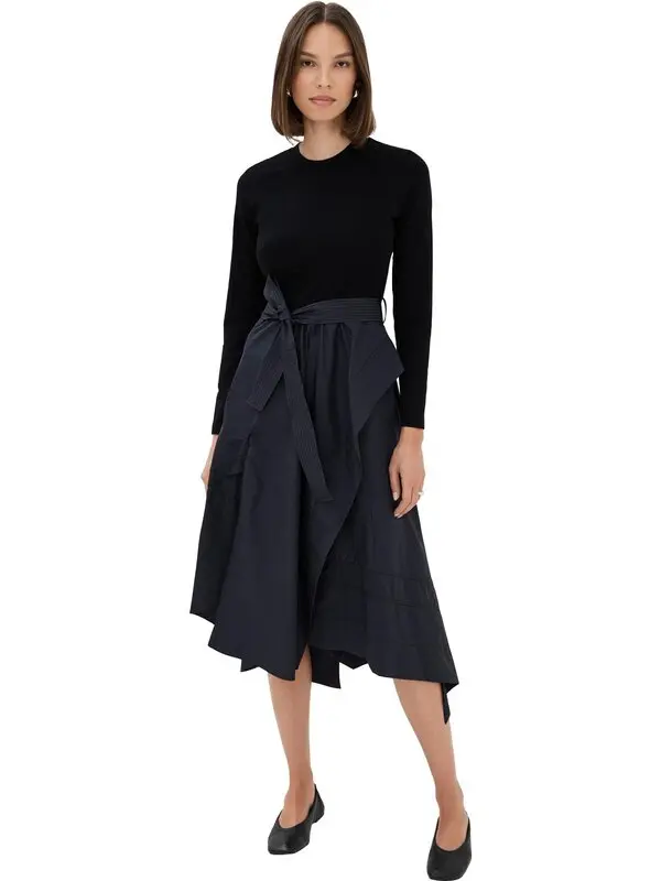 3.1 Phillip Lim Long-sleeve T-shirt Combo Dress - Black/midnight