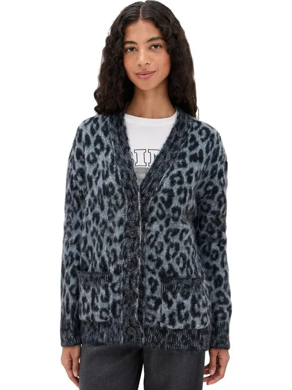 ANINE BING Banks Print Cardigan - Leopard