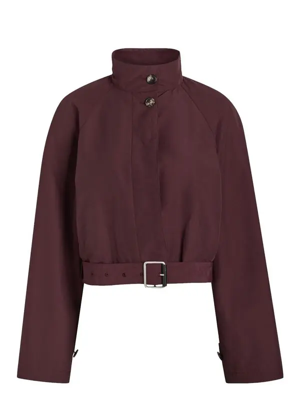 Loewe Belted Cotton-blend Poplin Trench Jacket - Burgundy