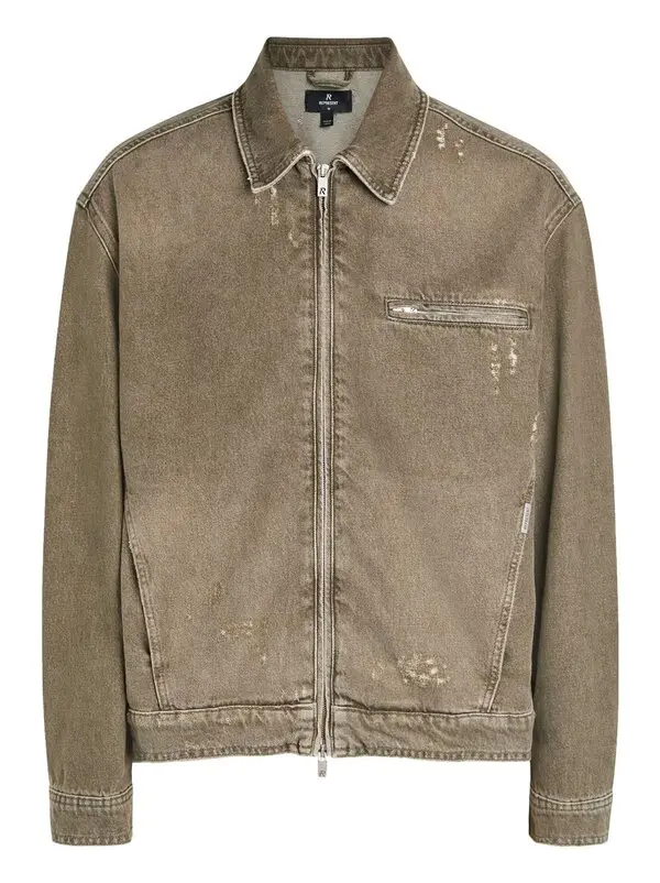 REPRESENT Collared Denim Jacket - Olive