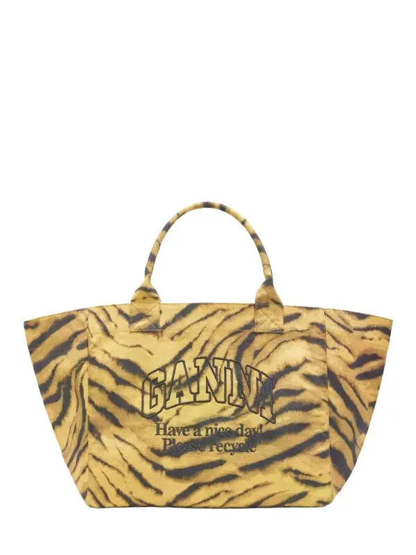 GANNI Tiger-print Tote Bag - Yellow