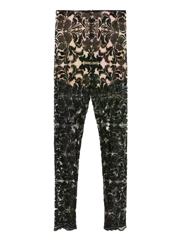 GEMY MAALOUF Floral Lace Trousers - Black