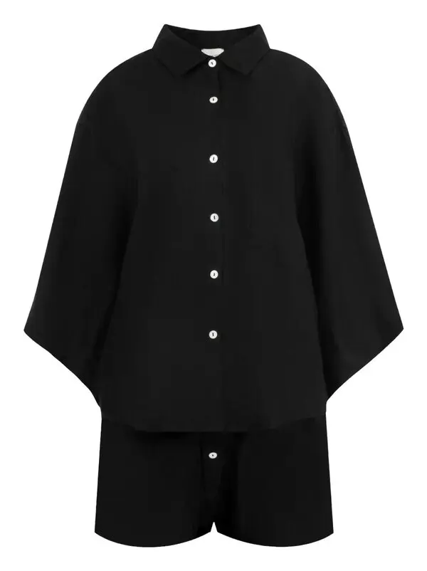 DEIJI STUDIOS Button-front Shirt And Shorts Set - Black