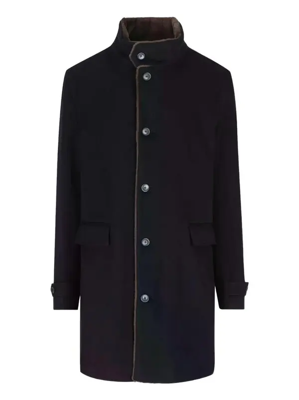 Herno High-neck Wool Coat - Blue
