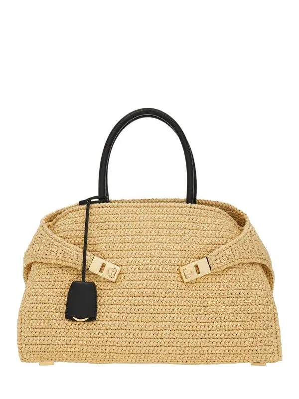 FERRAGAMO Hug Top Handle Handbag - Beige