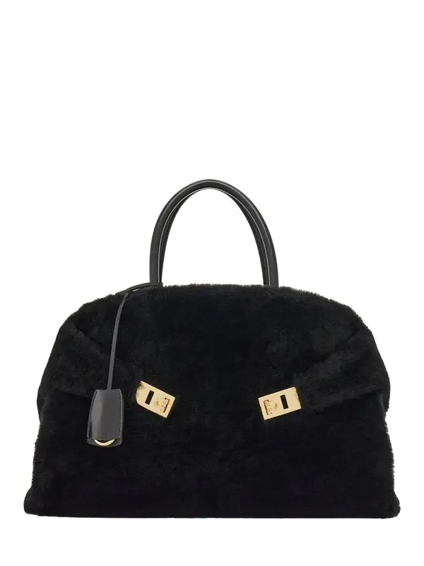 FERRAGAMO Hug Top Handle Bag - Black