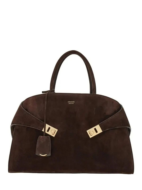 FERRAGAMO Hug Top Handle Bag - Brown