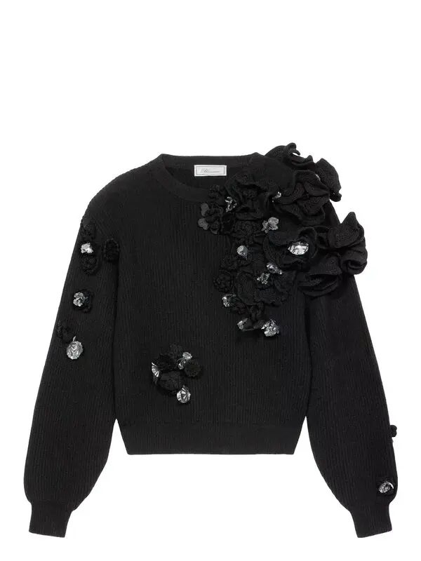 Blumarine Flower-embellished Sweater - Black
