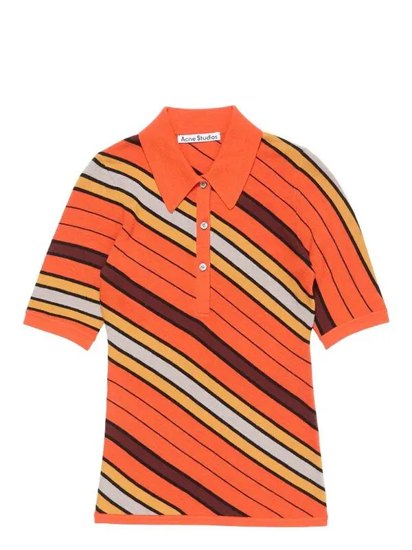 Acne Studios Wool Knit Polo Top - Orange